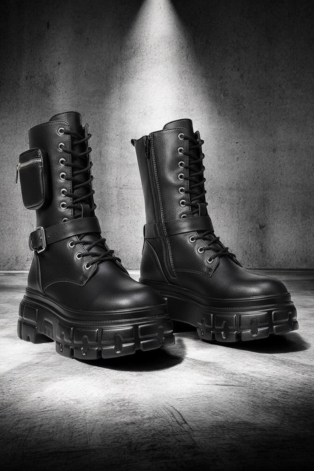 【2color】Utility Pocket Platform Combat Boots mry001670